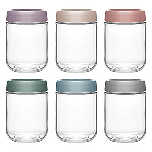 Xileanalee Overnight Oats Containers with Lids 6 Pack-16 Oz Mason Jar with Lids-Overnight Oats Jars Glass Food Storage Containers for Chia Seed Pudding Salad Cereal Coffee Spices