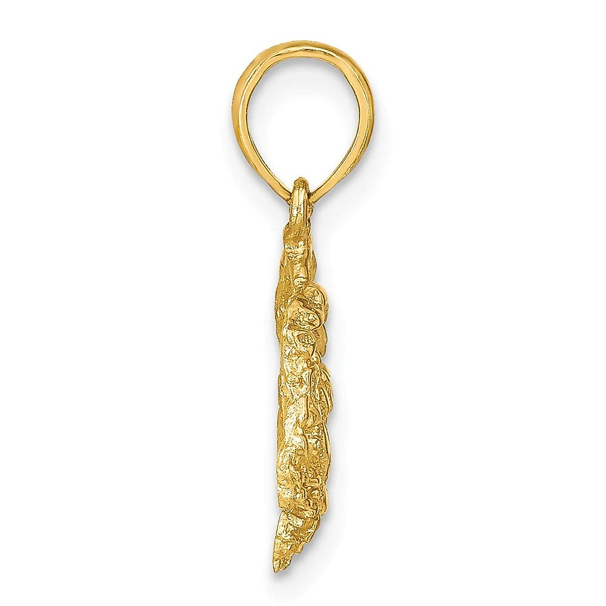 Solid 14k Yellow Gold 2-D Textured Crab Charm Pendant