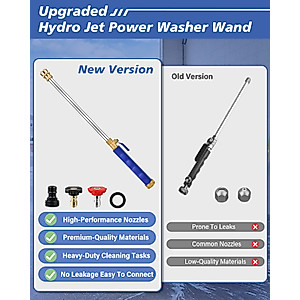 2024 Upgraded Jet Nozzle Power Washer for Garden Hose, 2-In-1 High Pressure Wand with 2 Different Nozzles and Quick Connectors，High Pressure Washer Tools For Patio Car Pet Window Washing (blue)