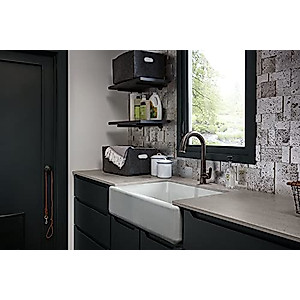 KOHLER K-5827-0 Whitehaven Farmhouse Self-Trimming Undermount Single-Bowl Sink with Tall Apron, White 9.63 x 21.56 x 32.69 inches
