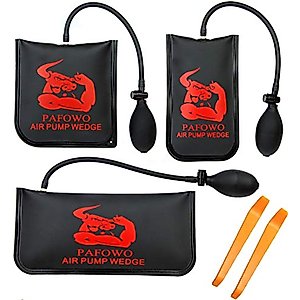 IMPROVED 3 Piece Commercial Grade Air Wedge Bag Pump Professional Leveling Kit & Alignment Tool Inflatable Shim Bag. 3 Sizes(Small, Medium, Large) for a Variety of Jobs. 300 LB Rating