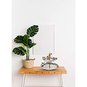 Serene Spaces Living Orchid Stem Two Tiered Serving Stand, Stainless Steel Display Tray for Fruits, Cookies, Macarons, Cakes, Pastry, Appetizer, 12" Tall, Tiers- 10" & 12.5" Diameter