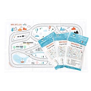 Disposable Placemats for Baby Toddlers Kids, Table Topper Disposable Placemats - Biodegradable BPA-Free Premium Super Sticky Stick-on Place Mats - Roadmap by Mini Explorers (60 Count)