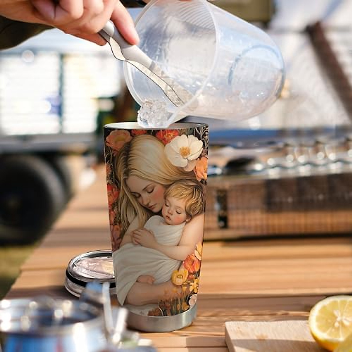 FOCIUZTA Cartoon Tennis Ball Pattern 20oz Tumbler with Lid, Travel Coffee Cup, Ideal for Easter, Gaming Enthusiast, Mother Day, and Birthday Gifts