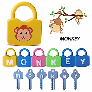 YECEN Alphabet Learning Lock Letter Combination-with 26 Locks, 26 Keys Montessori Preschool Alphabet Learning Game ABC Learning Educational Toys