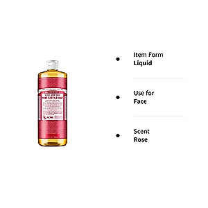Dr. Bronner’s - Pure-Castile Liquid Soap (Rose, 32 ounce) - Made with Organic Oils, 18-in-1 Uses: Face, Body, Hair, Laundry, Pets and Dishes, Concentrated, Vegan, Non-GMO