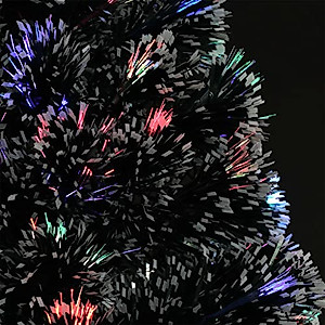 vidaXL Christmas Tree with LEDs Green and White 8 ft Fiber Optic