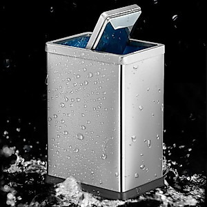 CLoxks Trash Cans 10L / 15L Stainless Steel Kitchen Trash Cans with Lid Large Capacity Living Room Bedroom Swing Cover Trash Cans Office Waste Paper Basket Kitchen Garbage can (Size : 15L)