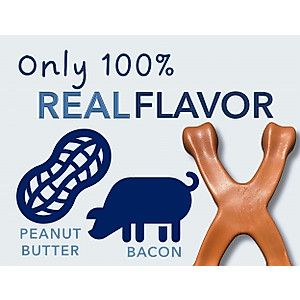 Peanut Butter & Bacon Flavored Dog Chew Toy for Aggressive Chewers - Tough Dog Bone - Heavy Duty and Durable Dog Toy - Nylon Bone Chew Toy for Medium Dogs and Large Dogs