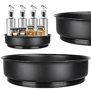 RHBLME 2 Pack Lazy Susan Turntable Organizer, 10 Inch Black Non Skid Spinning Spice Rack, Stainless Steel Lazy Susan Organizer for Cabinet, Countertop, Refrigerator, Pantry