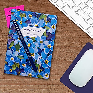 Steel Mill & Co Address Book with Alphabetical Tabs, Spiral Bound Contact Book, Blue Floral Personal Organizer, 8 x 6, Forget Me Not