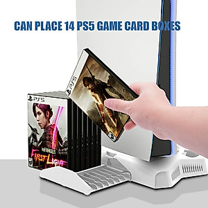 OLYGIVE PS5 Controller Charging Station, PS5 Cooling Fan,Vertical Stand for PlayStation 5 Digital Edition & Ultra HD Game Console with Dual Charger Indicator USB Ports for PS5 - White