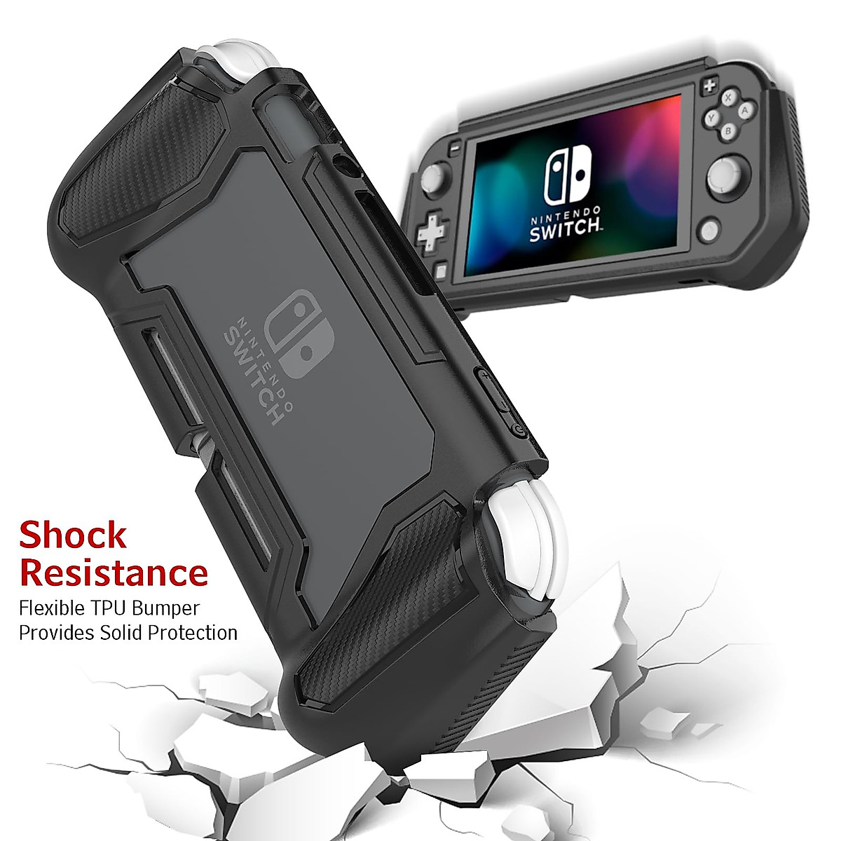 Switch Lite Protective Case Compatible with Nintendo Switch Lite, Kmasic Full-Body Rugged Protection Switch Lite Cover Built-in Screen Protector, Anti-Scratch Cover for Nintendo Switch Lite Skin
