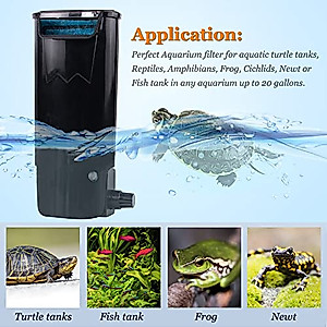 PULACO Aquarium Internal Filter 3 to 20 Gallons, for Turtle Tanks, Reptiles, Amphibians, Frog, Cichlids, Newt or Fish Tank