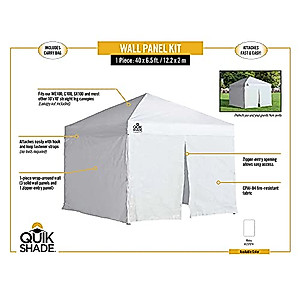 Quik Shade 10' x 10' Instant Canopy Wall Panel Accessory Set for WE100/C100/SX100 Canopies with Zipper Entry, White