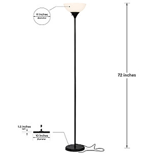 Brightech Sky Dome Dimmable LED Floor Lamp, Torchiere Floor Lamp for Living Rooms & Offices – Tall Standing Lamp for Reading & Hobbies – Jet Black
