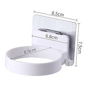 2Pcs Hair Dryer Holder Blower Organizer Adhesive Wall Mounted Nail Free No Drilling plastic Stand for Bathroom Simple installation(grey)