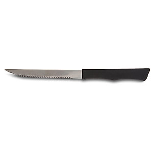AME D’ESSENCE Set of 12 Stainless Steel Steak Knives - 4 1/4 Inch Serrated Edge, Pointed Tip, Plastic Handle - Ideal for Kitchen, Butter Cutlery, and Restaurants