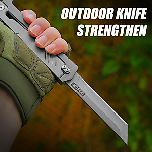 LEASUR Tactical Knife, Folding Knife,9" All Steel Blade Pocket knife with Belt Clip,Outdoor Knife for Camping,Fishing and Hiking