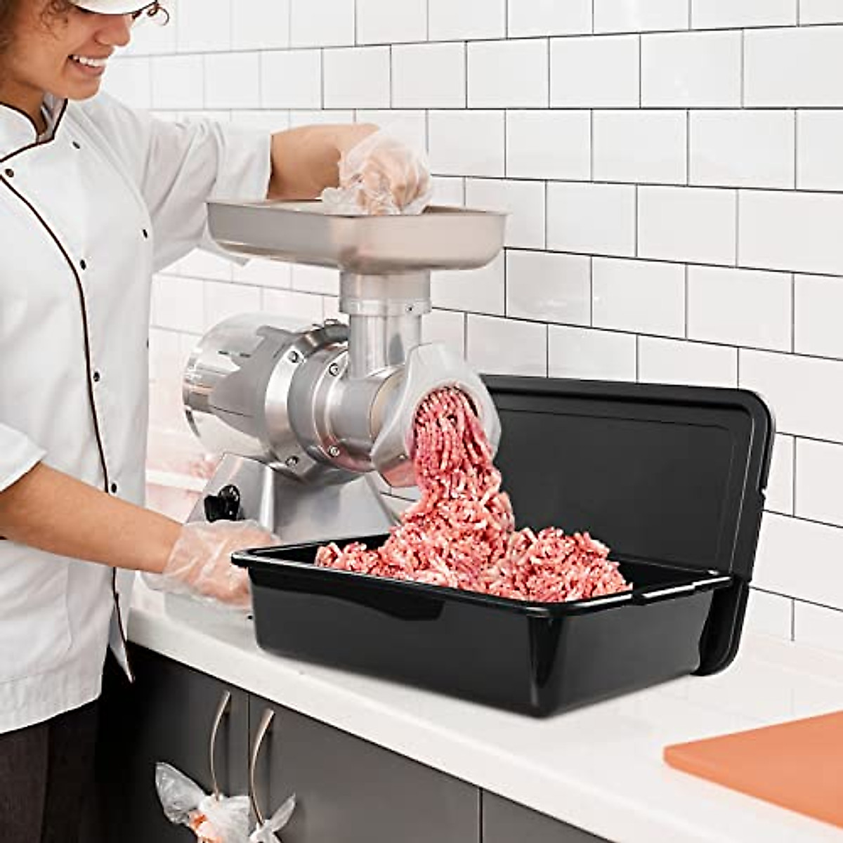 Idomy 3-Pack 13 L Black Commercial Bus Tub, Plastic Bus Box with Lids