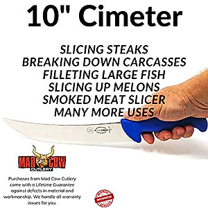 F. Dick Ergogrip 10 Inch Cimeter With Diammark Dual Action Knife Sharpener - High-Carbon Stainless Steel Blade - Ergo Handle - Professional Butcher Knife - Knife Made In Germany