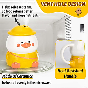 Garybank Cute Ceramic Microwave Egg Cooker, Egg Poacher for Microwave w/Cooking Recipes, Quick Egg Bites, Scrambled & Poached Egg Maker Holds Up to 4 Eggs, Fast Egg Hamburg Omelet Maker Just 60s