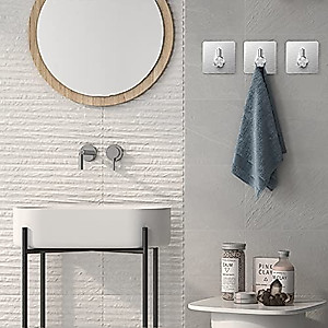 Wiserset Heavy Duty Adhesive Hooks, Wall Towel Hooks Waterproof, Brushed Nickel Wall Hooks for Towels, Stainless Steel Adhesive Towel Hooks Adhesive Holders for Hanging Clothes Bathroom 4 Pack