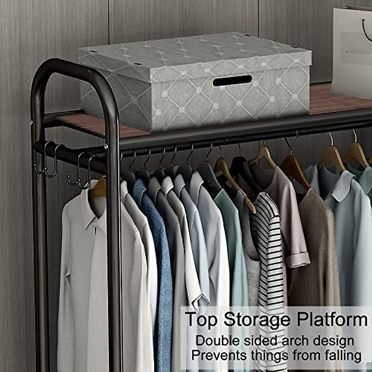 ZBYL Metal Clothing Wardrobe Garment Rack, Freestanding Clothes Rail Closet Rack Double Rod Laundry Hanging Rack, Portable Organizer with Bottom Rack, 105×150cm (Color : White)