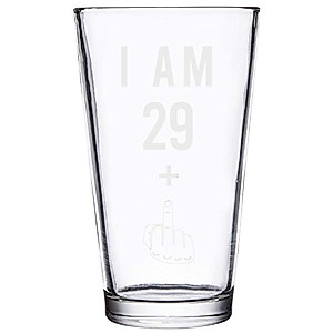 29 + One Middle Finger 30th Birthday Gifts for Men Women Beer Glass – Funny 30 Year Old Presents - 16 oz Pint Glasses Party Decorations Supplies - Craft Beers Ideas for Dad Mom Husband Wife 30 th