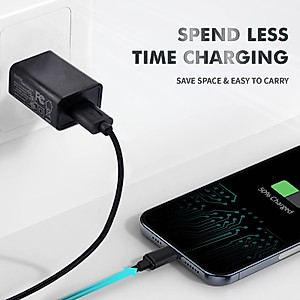 UL Listed Fast Charger for All Kindle Fire Tablets with 6.6Ft USB to Micro-USB and USB-C 2IN1 Nylon Braided Cable (Designed for use with All Fire Tablets and All Kindle E-Readers) (10W)