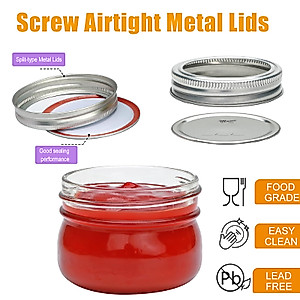 COMUDOT 40 Pack Mason Jars, 4 oz Food Storage Jars with Split-Type Metal lids, Glass Canning Jars for Jams, Overnight Oats, Candies, Honeys, Snacks,DIY Projects,Wedding/Party/Shower Favors