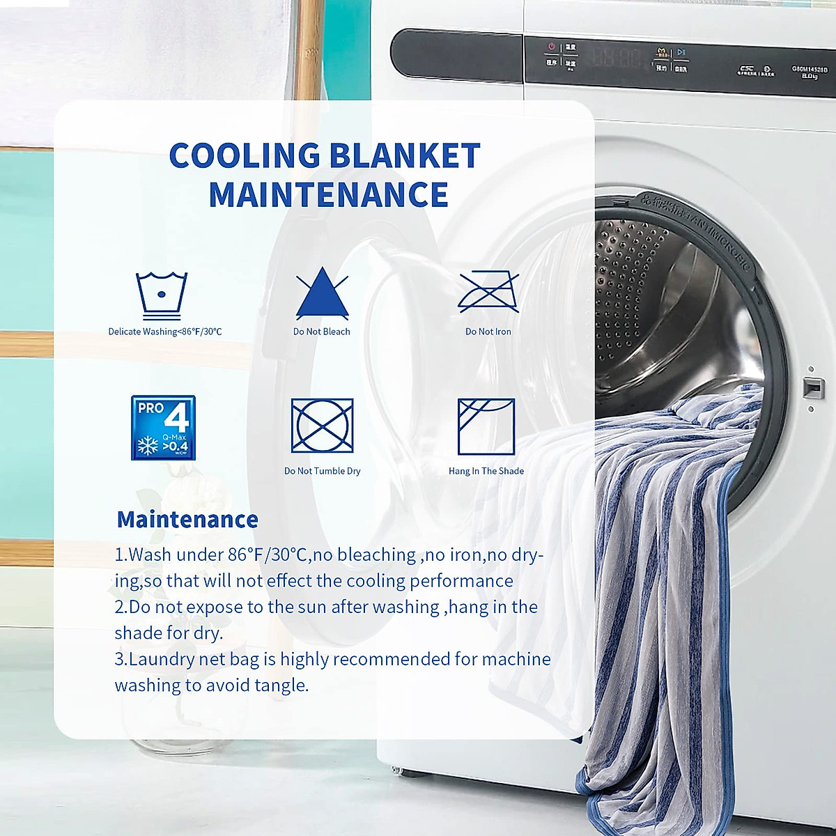 Auemtyn Cooling Blankets for Hot Sleepers, King Size with Japanese Q-Max>0.5 Arc-Chill Cooling Fiber, Lightweight Breathable Double Sided Cold Tech Summer Blanket for Night Sweats(90"x108",Navy Blue)