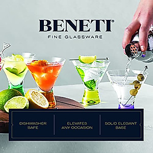 Colored Martini Glasses Set of 6 - 8 Oz Colored Margarita Glasses, Colorful Martini Glasses European Cocktail Glasses, Stemless Martini Glasses, Coupe Glasses, Dishwasher Safe, Glass Cups for Party