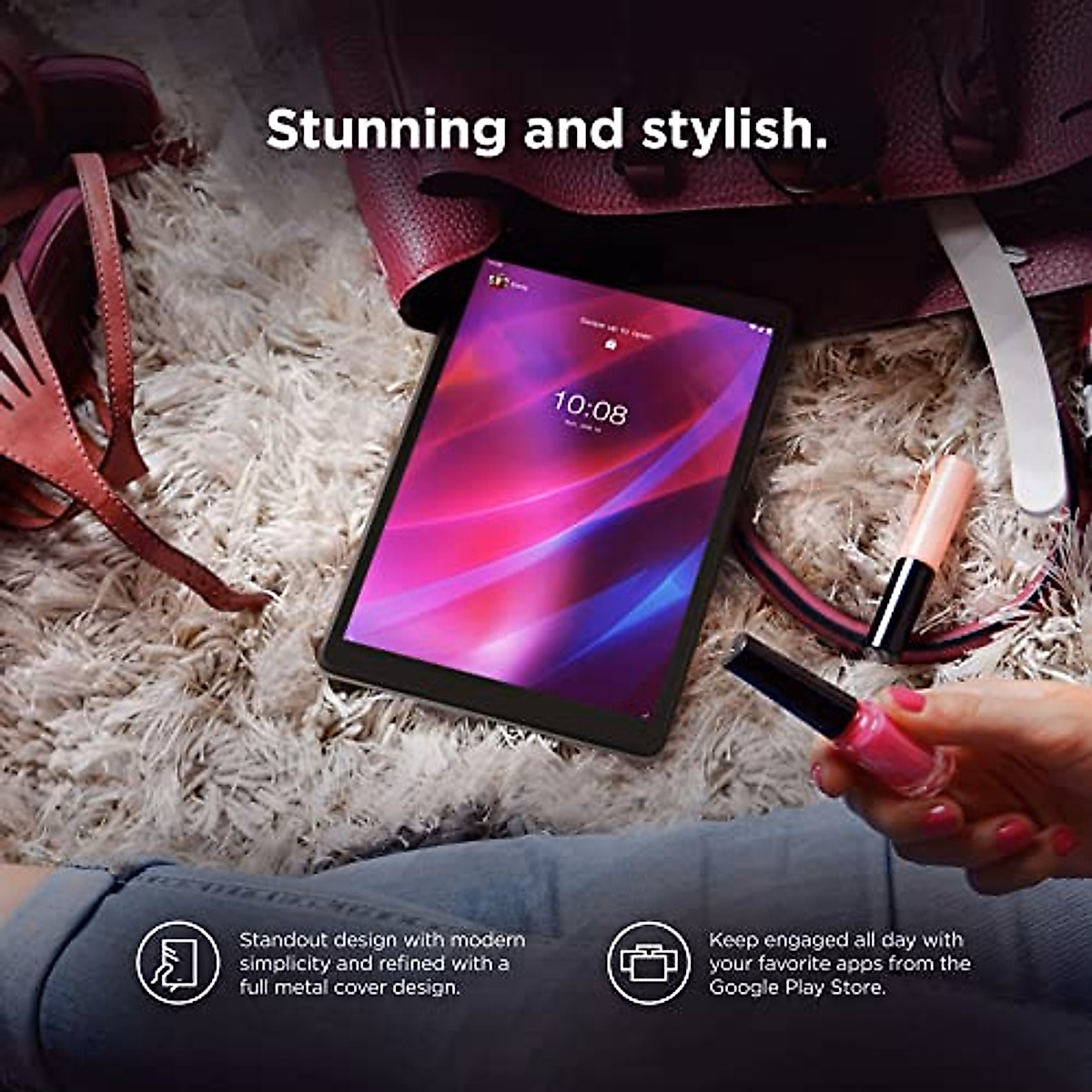 Lenovo Tab M8 Tablet, 8'' HD IPS Display, Android 11, Quad-Core Processor, 3GB Ram, 32GB Storage, Long Battery Life, SD Card Slot, Grey + Accessories, Gray