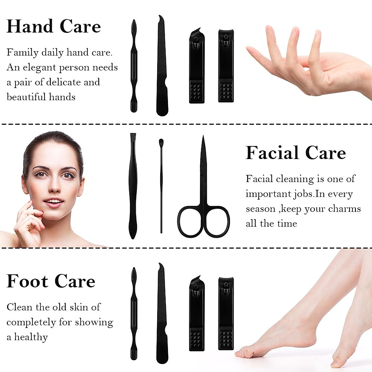 Manicure Set, Nail Clipper Kit, Nail Clipper Set, Nail Care Kit, 8 In 1 Professional Manicure Kit Grooming Kit, Stainless Steel Facial Pedicure Care Tool, Gifts for Men Teens Husband Boyfriend