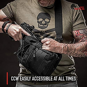 WOLF TACTICAL Compact EDC Sling Bag - Concealed Carry Shoulder Bag for Range, Travel, Hiking, Outdoor Sports