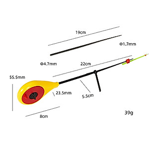 BAODAN Ice Fishing Rod, Portable Fishing Rod Tip, Fishing Pole Winter Outdoor Sport Fishing Accessories with Fishing Lines Runner for Lakes Ponds River Fishing Yellow