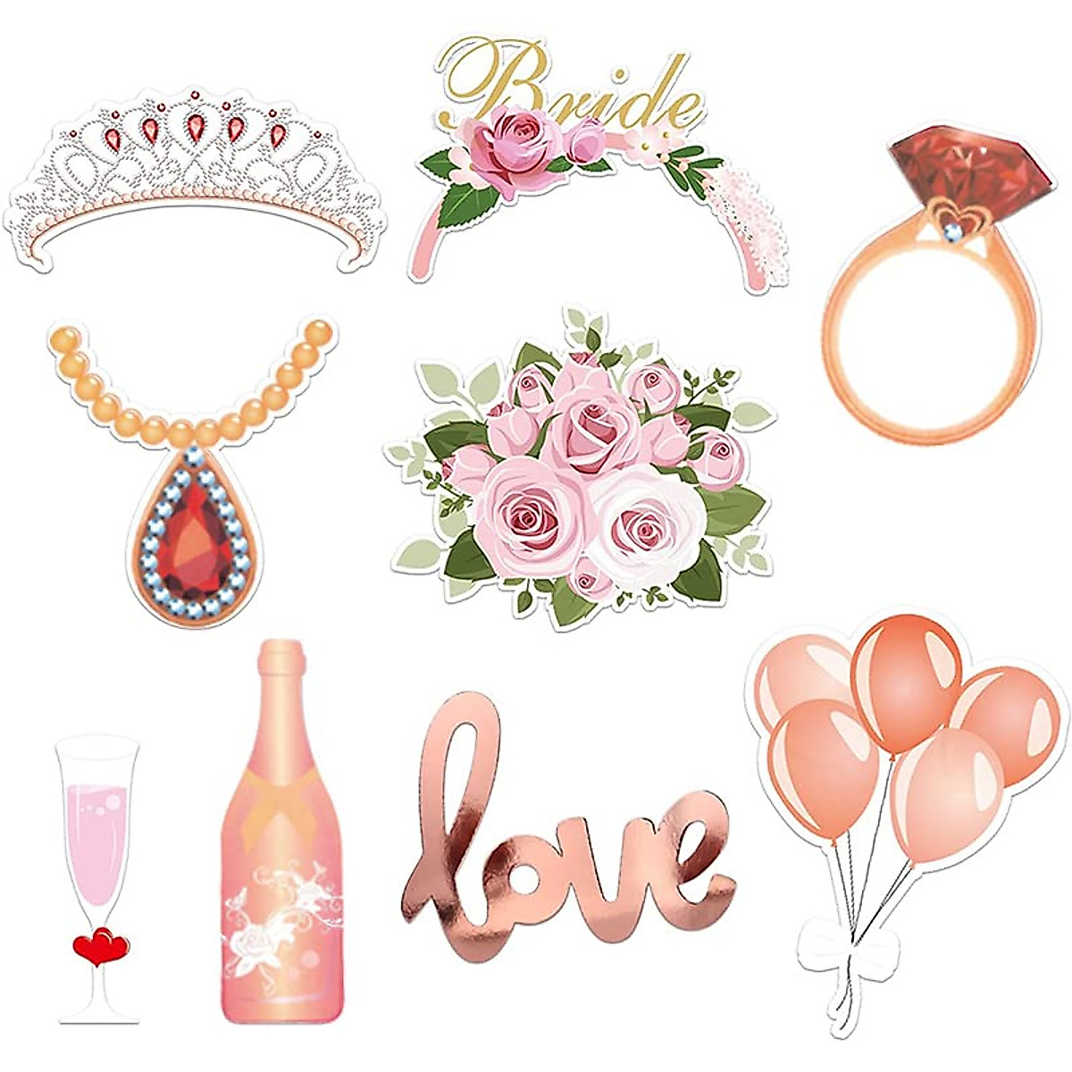 Alifeotime Bridal Shower Photo Props, Bride to Be Wedding Photo Booth Props - 23 Pcs, Rose Gold Bachelorette Party Decorations, Miss to Mrs Party Gift Accessories Wedding Favor Supplies, 30TH-PD-01