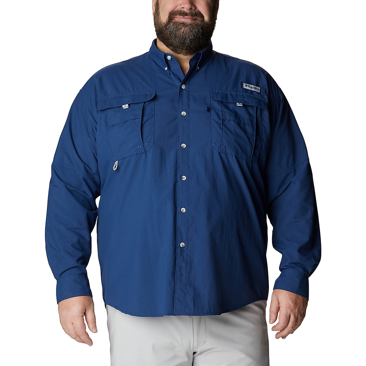 Columbia Men's PFG Bahama II Long Sleeve Shirt, Breathable with UV Protection, Carbon, Large