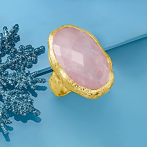 Ross-Simons 17.00 Carat Rose Quartz Ring in 18kt Gold Over Sterling. Size 8