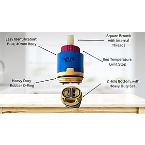 T & T 40mm Ceramic Pressure Balance Cartridge JH04BD, Blue, Red