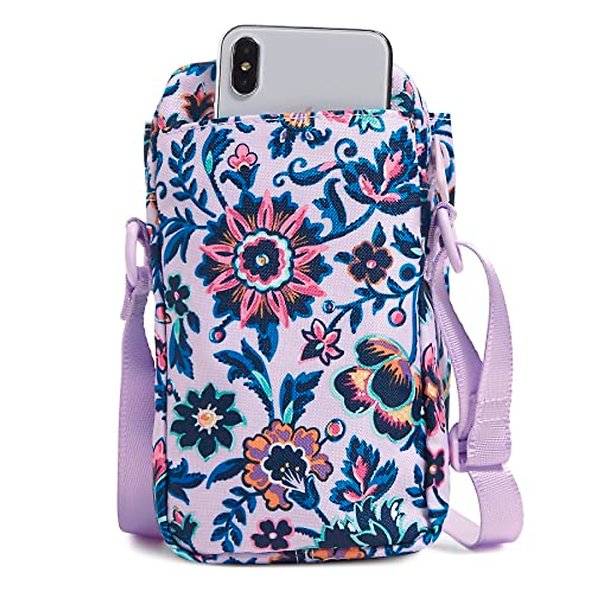 Vera Bradley Women's Recycled Lighten Up Reactive Deluxe Water Bottle Crossbody Sling Bag, Cloud Vine Multi, One Size