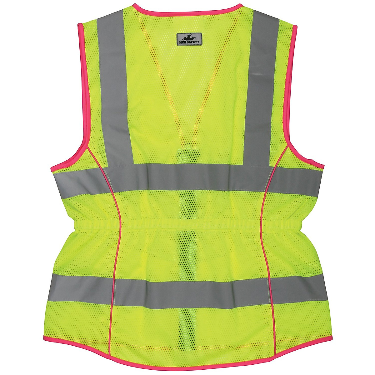MCR Safety LVCL2MLM Ladies Sized Class 2 Lightweight Safety Vest, Silver Reflective Stripe, Zipper Front, Lime, Medium