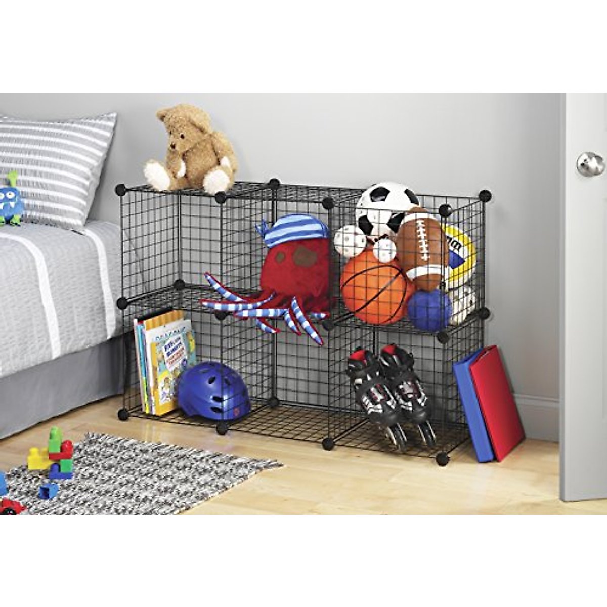 Whitmor Storage Cubes - Stackable Interlocking Wire Shelves - Black (Set of 6)