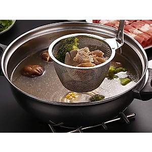 TENTA Kitchen Premium 18/8 Stainless Steel Mesh Spider Spaghetti Dumpling Noodle Strainer -Mouth Diameter 3.8 inch Basket and 8.1inch Handle