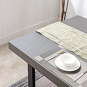 72" Solid Wood Dining Table for 6-8 Person, Sturdy Breakfast Table with Metal Frame, Modern Farmhouse Kitchen Table for Living/Dining Room,Office Desk,Grey