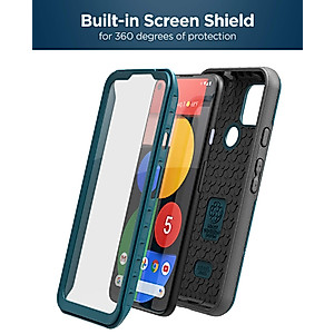 ENCASED RebelShield Designed for Pixel 5 Case with Screen Protector, Heavy Duty Full Body Protective Cover with Build-in Screen Guard for Google Pixel 5 5G - Blue