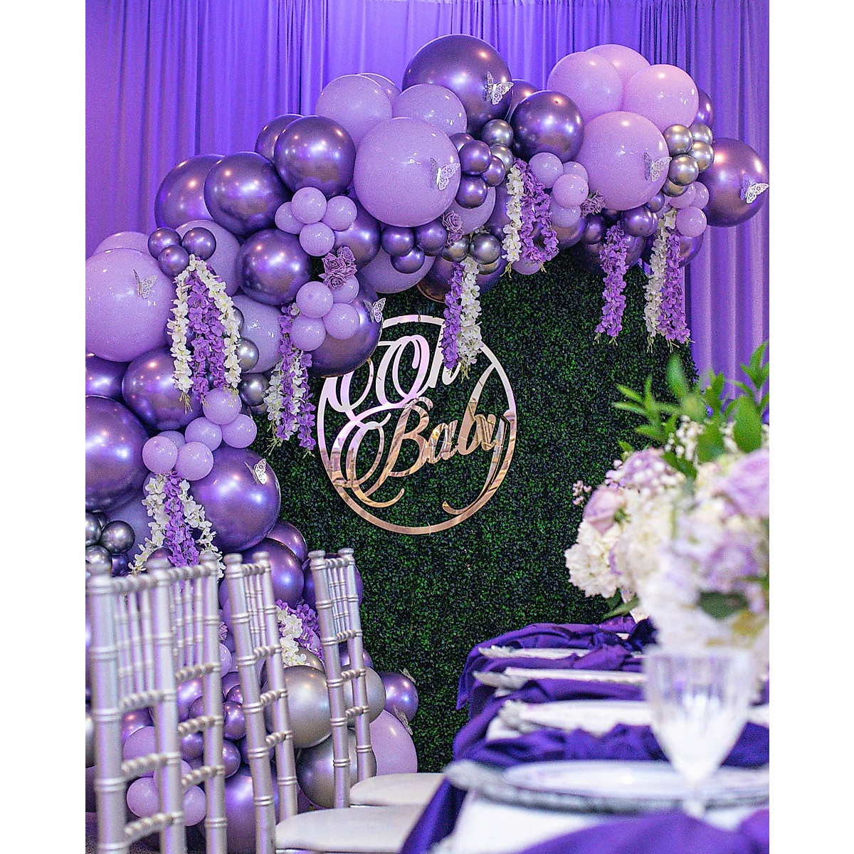 YMSZ Purple Balloons, 50pcs 12 inch Purple Confetti Balloons Kit, Metallic Purple Latex Balloons for Birthday, Bridal Shower,Wedding, Graduation Party Decorations