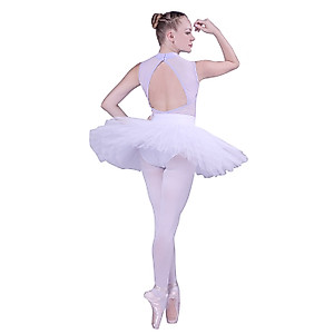 WOOSUN Women Professional Ballet Tutu Skirt 5 Layers Hard Organdy Platter Dance Pancake Tutus Skirts White