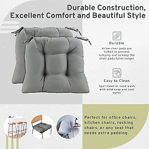 Arlee Home Fashions – Fiber Filled Premium Chair Pads - Chair Pads with Tiebacks –14” L X 15” W – Charcoal- Set of 2